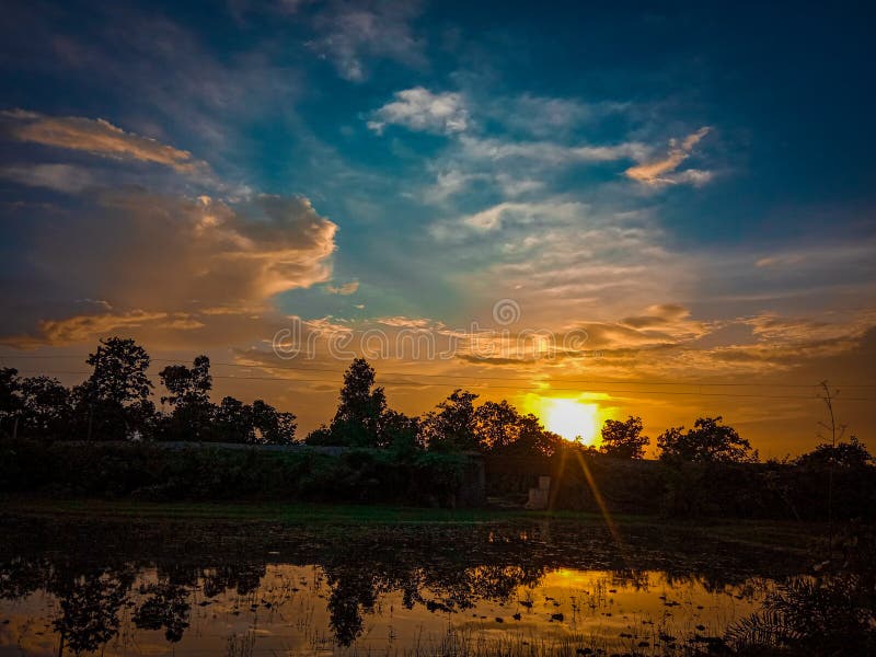 Indian Village Sun Set Image Stock Photo - Image of village, beautiful ...