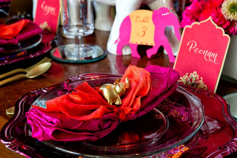 Table Setting for Indian Wedding Stock Photo - Image of cater, china ...