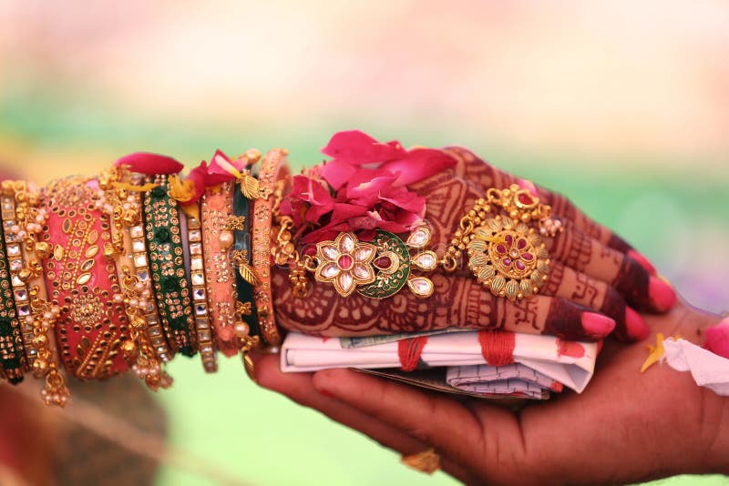Indian Wedding Bride and Groom Hast Melap Stock Photo - Image of ...