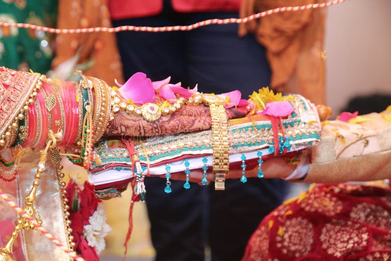 Indian Wedding Bride and Groom Hast Melap Stock Image - Image of ...