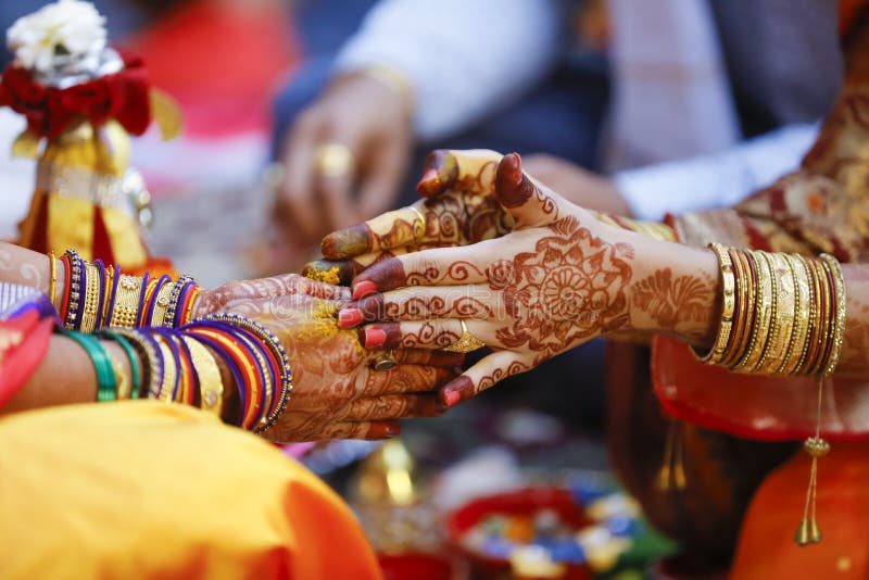 Indian Wedding Ceremony: Bridal Hand in Haldi Ceremony Stock Image ...