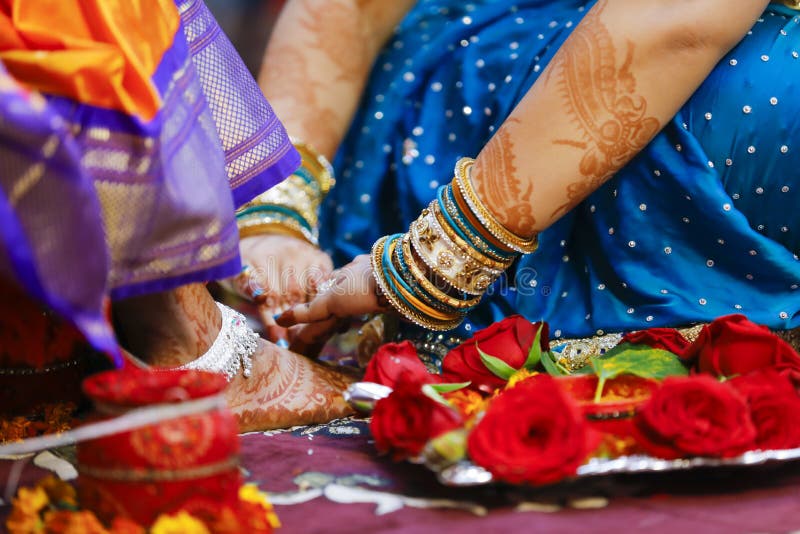 Indian Wedding Ceremony: Bridal Hand in Haldi Ceremony Stock Photo ...