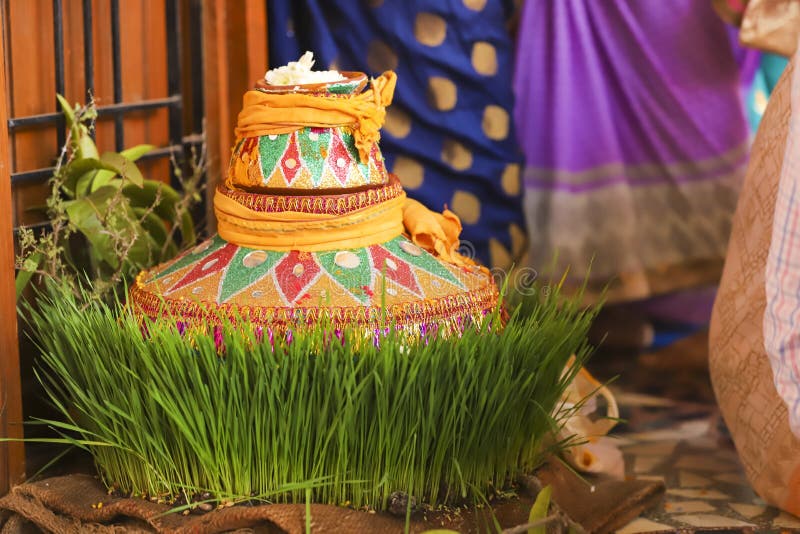 Indian Wedding Ceremony : Decorative Coper Kalash Stock Photo - Image ...