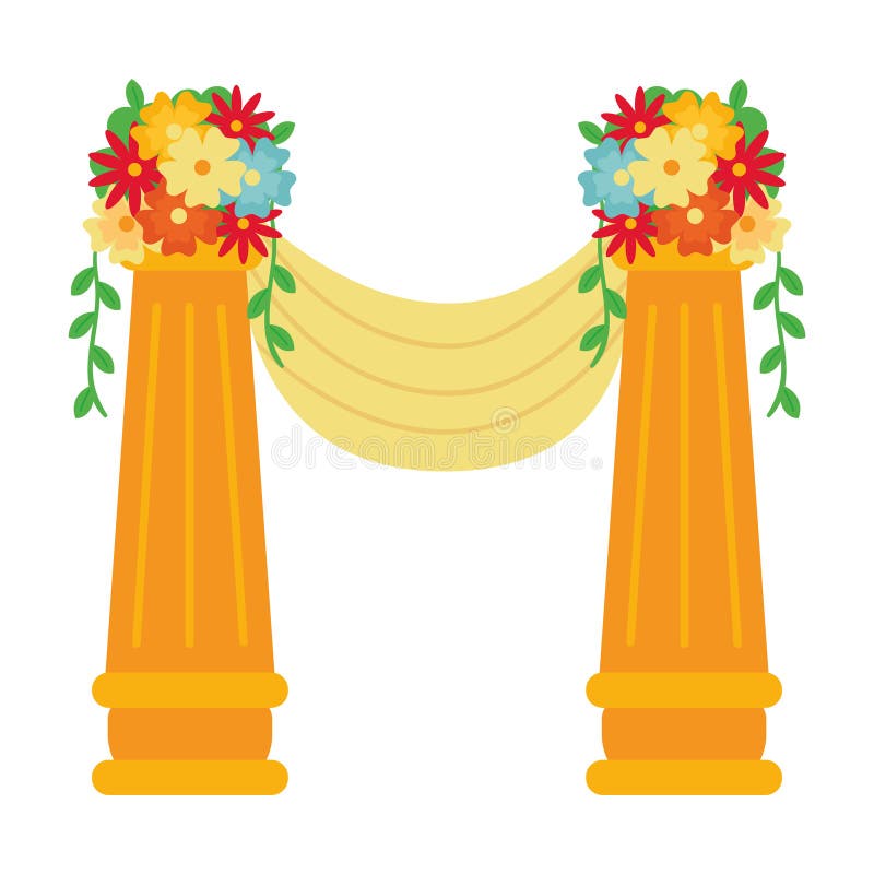 Indian Wedding Columns Decor Stock Vector - Illustration of isolated ...