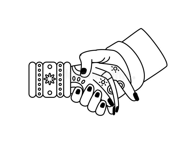 Indian Wedding Hand Line Style Drawing Stock Illustration ...
