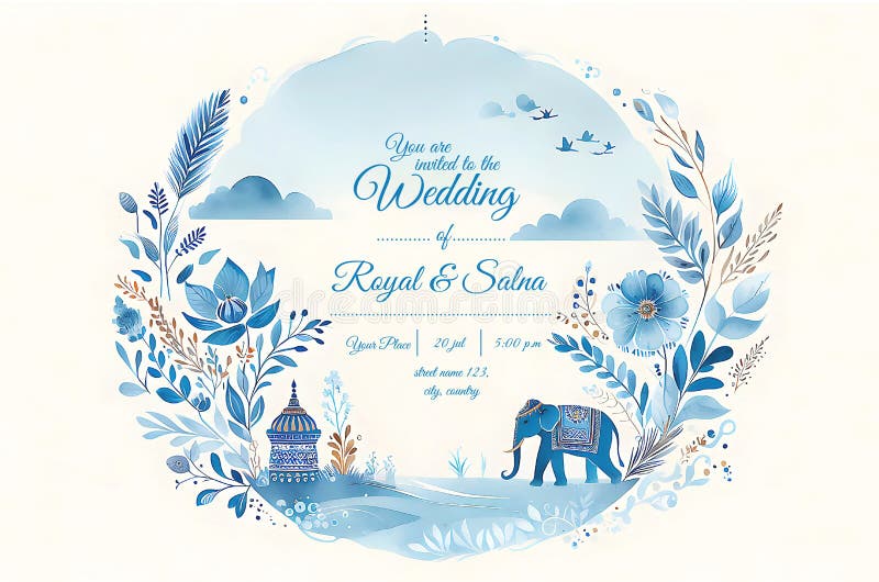 Indian Wedding Invitation. Elegant Indian Style Invitation Design with ...