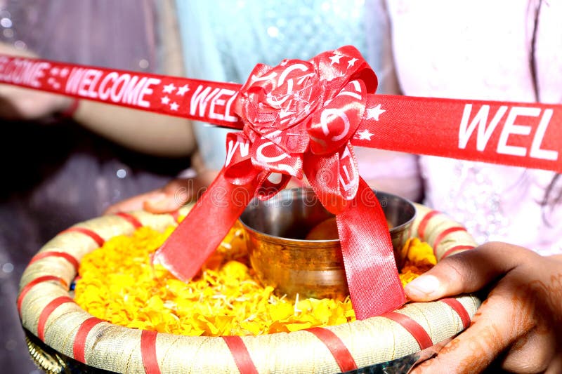 Indian Wedding Ritual Welcome Ceremony Stock Photo - Image of ceremony ...