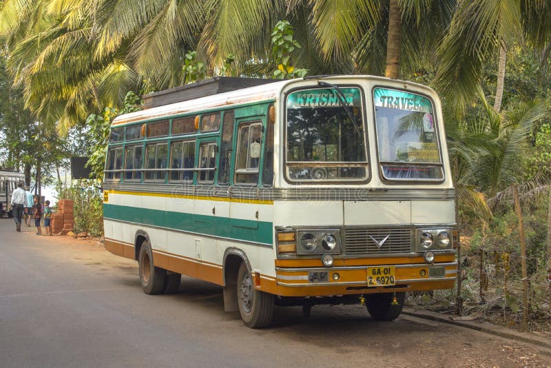Indian White Bus Parked on a Background of Palm Trees Editorial Photo ...