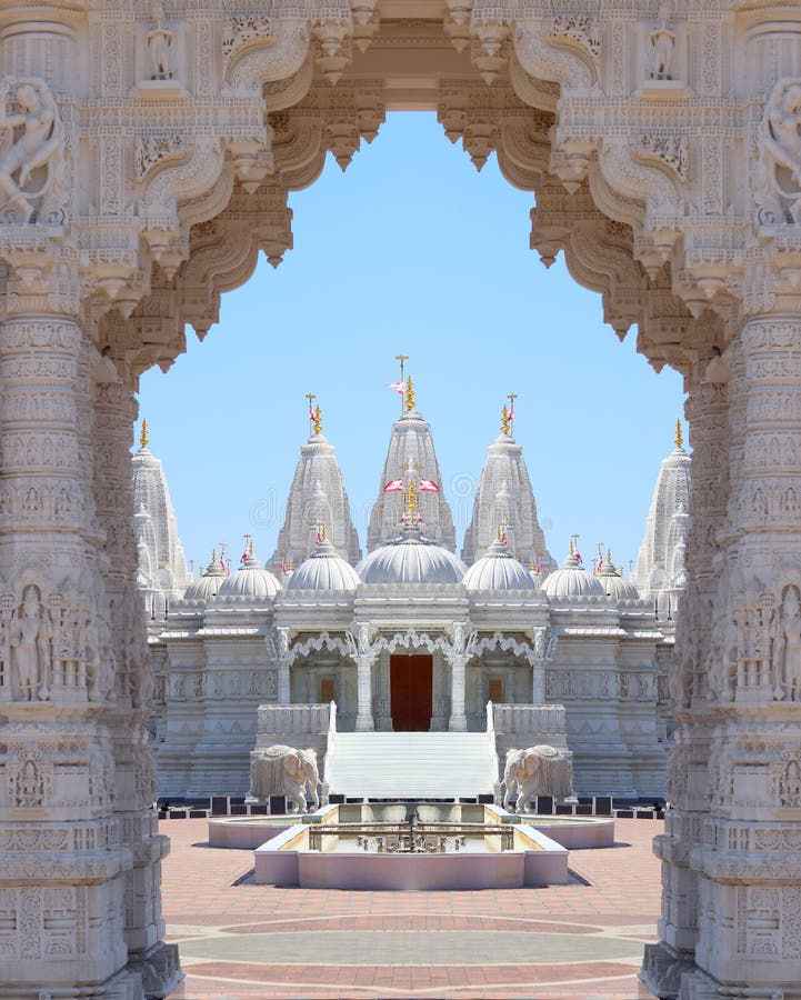 Indian White Temple with Blue Sky. Hindu Temple Stock Image - Image of ...