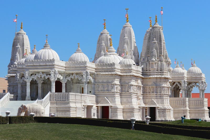 Indian White Temple with Blue Sky. Hindu Temple. Stock Image - Image of ...