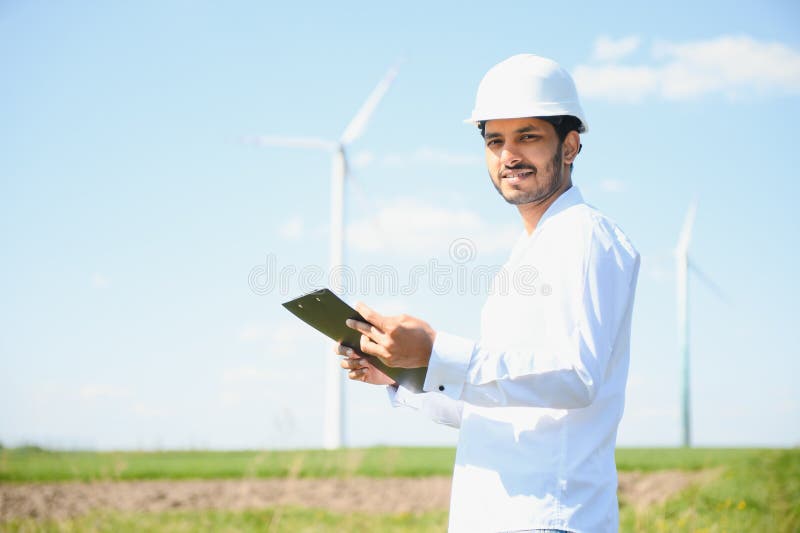 Indian Windmill Engineer Inspection and Progress Check Wind Turbine ...