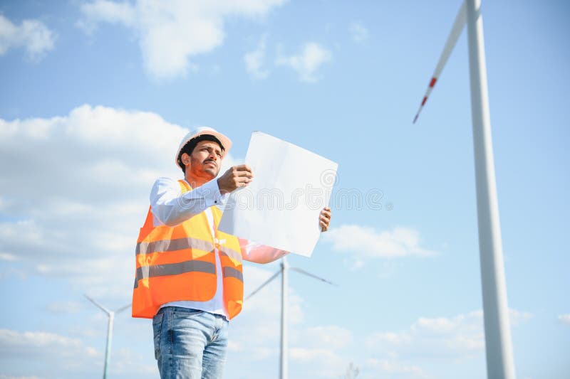 Indian Windmill Engineer Inspection and Progress Check Wind Turbine ...