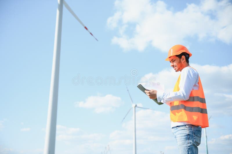 Indian Windmill Engineer Inspection and Progress Check Wind Turbine ...