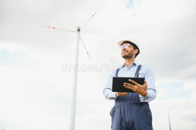 Indian Windmill Engineer Inspection and Progress Check Wind Turbine ...