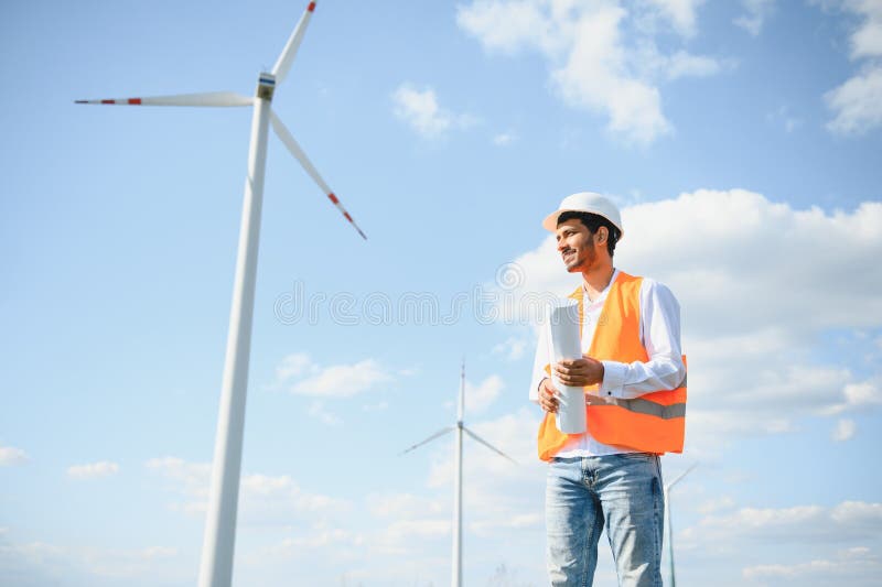 Indian Windmill Engineer Inspection and Progress Check Wind Turbine ...