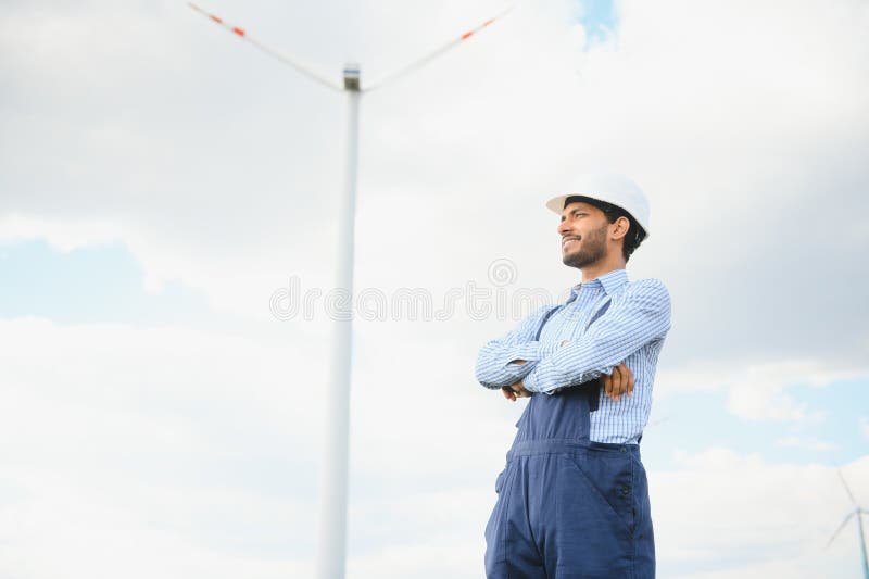 Indian Windmill Engineer Inspection and Progress Check Wind Turbine ...