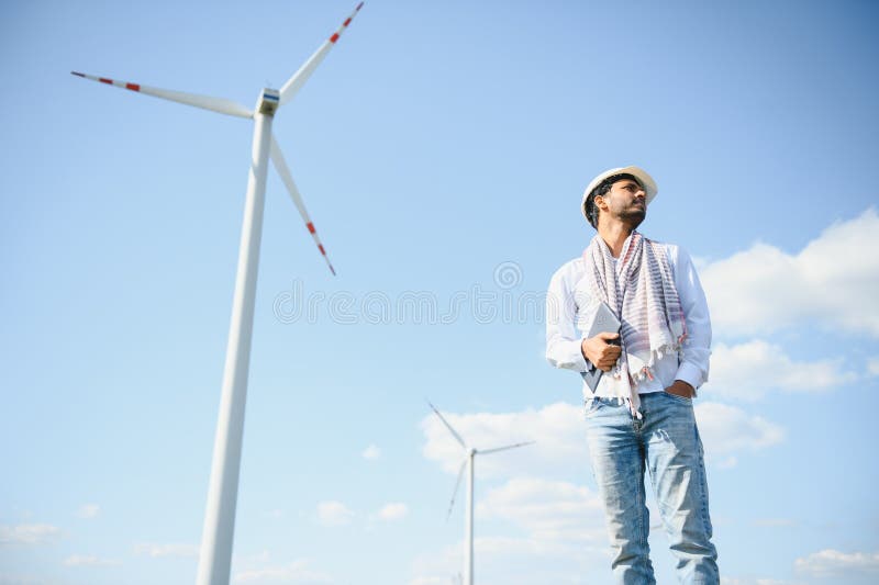 Indian Windmill Engineer Inspection and Progress Check Wind Turbine ...