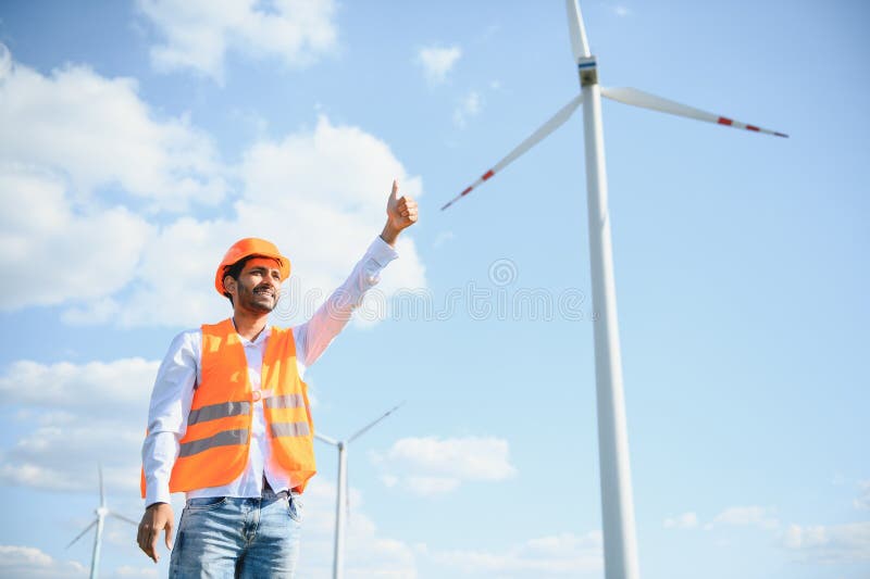 Indian Windmill Engineer Inspection and Progress Check Wind Turbine ...