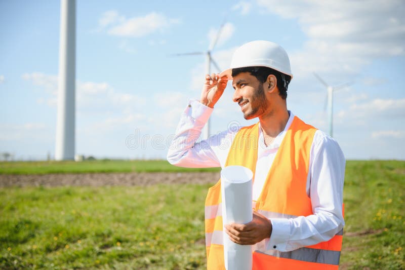 Indian Windmill Engineer Inspection and Progress Check Wind Turbine ...