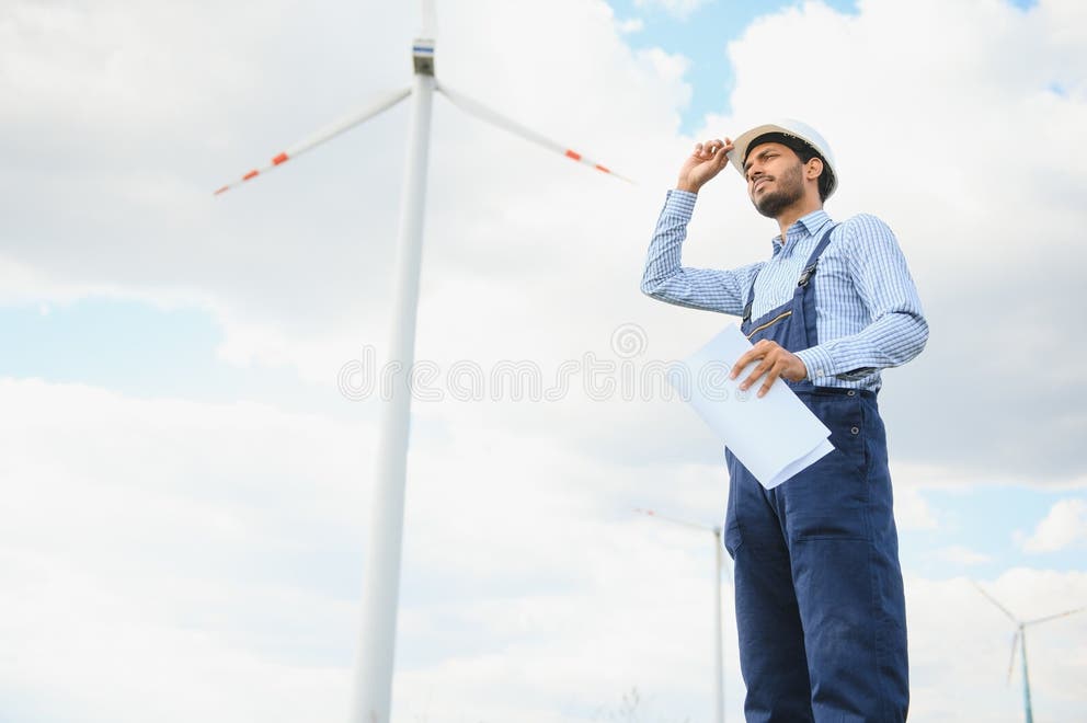 Indian Windmill Engineer Inspection and Progress Check Wind Turbine ...