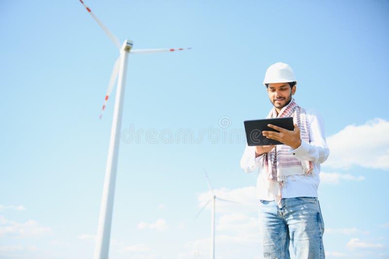 Indian Windmill Engineer Inspection and Progress Check Wind Turbine ...