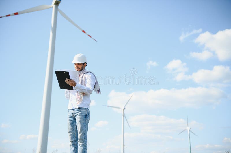 Indian Windmill Engineer Inspection and Progress Check Wind Turbine ...