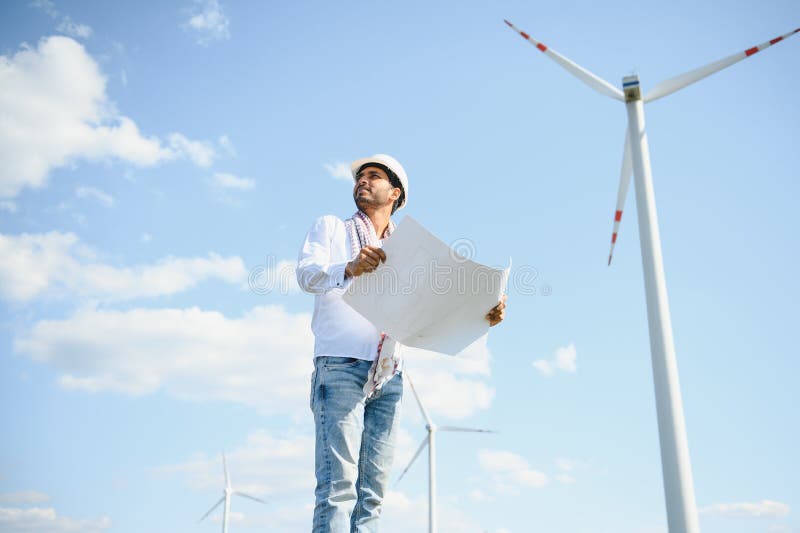 Indian Windmill Engineer Inspection and Progress Check Wind Turbine ...