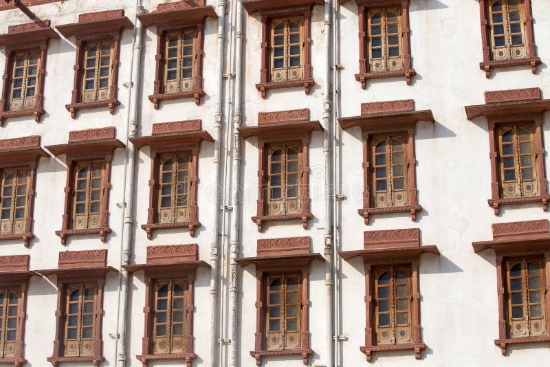 Indian Windows on the Facade in Rajasthan, India Stock Image - Image of ...