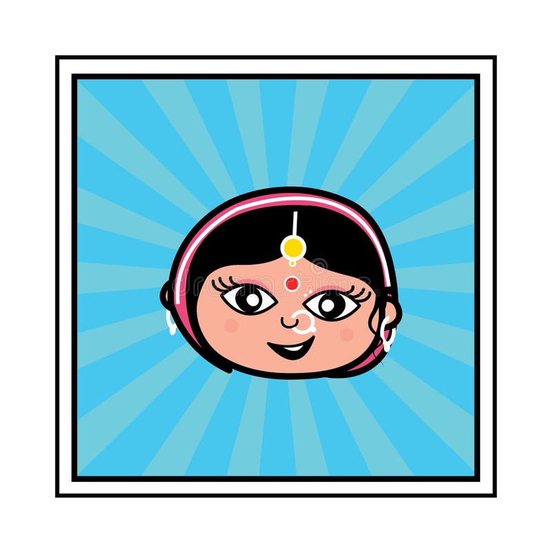 Indian Woman cartoon face stock illustration. Illustration of comic ...