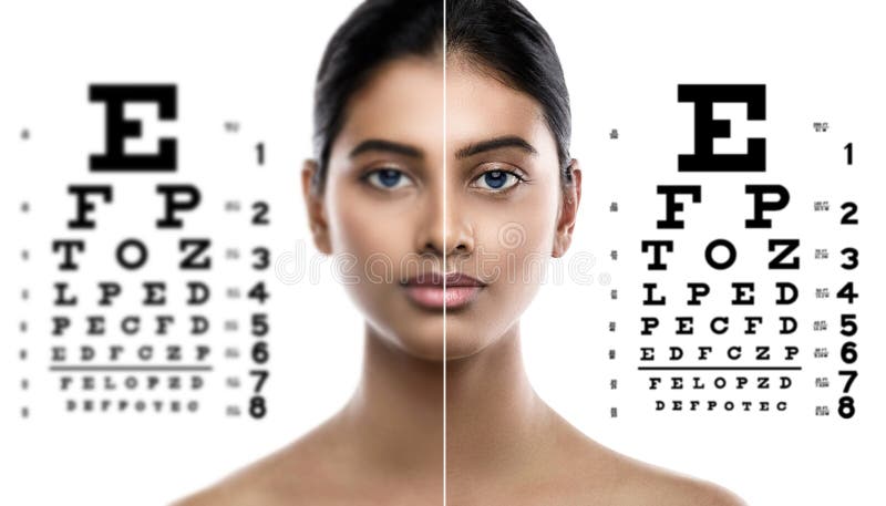 Indian Woman and Eye Chart for Sight Test Stock Image - Image of ...