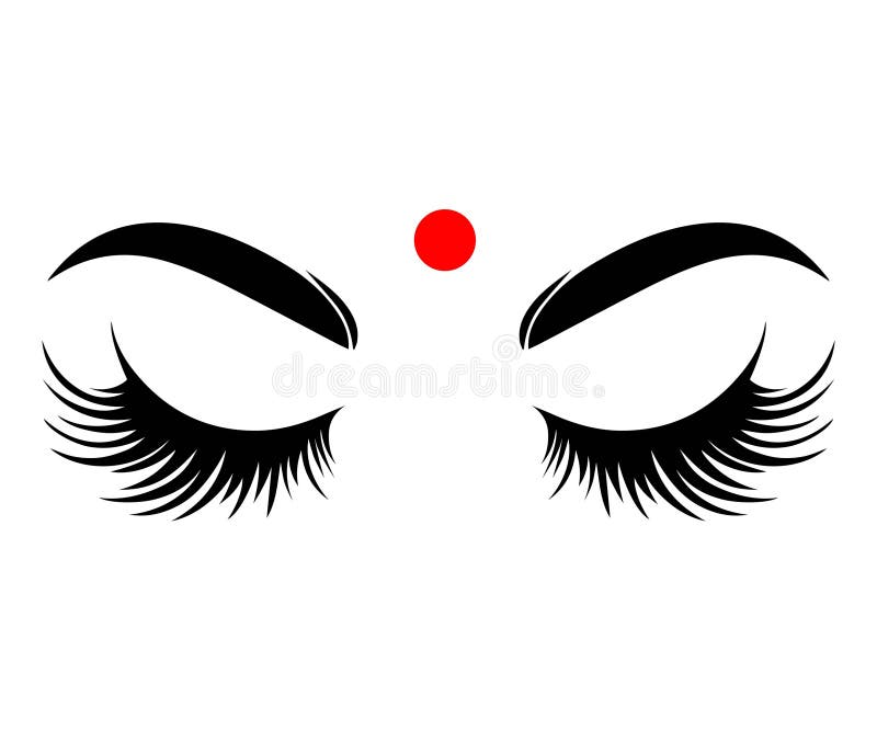 Indian Woman Eyes with Bindi. Indian Traditional Red Dot on the ...
