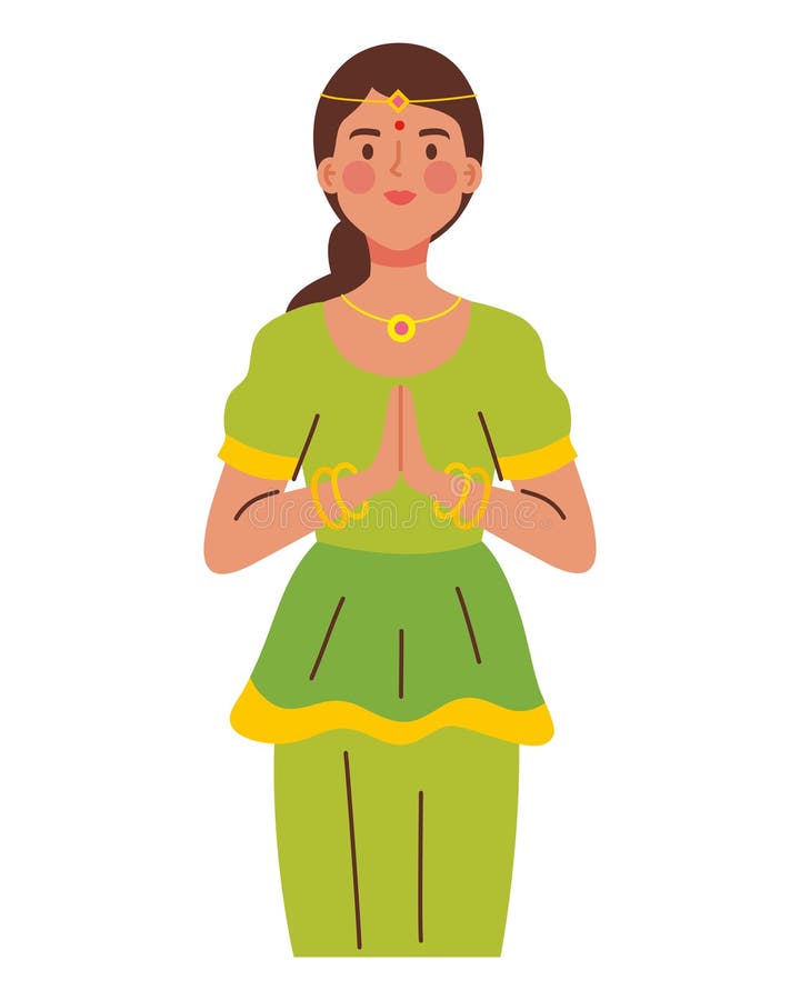 Indian Woman Making in a Namaste Gesture Stock Vector - Illustration of ...