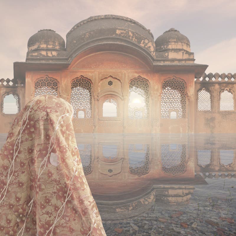 Indian woman in the mist. stock image. Image of meditation - 58950861