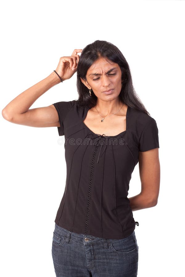 Woman Scratching Her Head As If Thinking Stock Photos - Free & Royalty ...