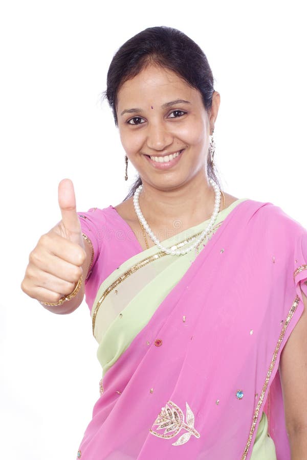 Indian Woman Showing Thumbs Up Stock Image - Image of confidence ...