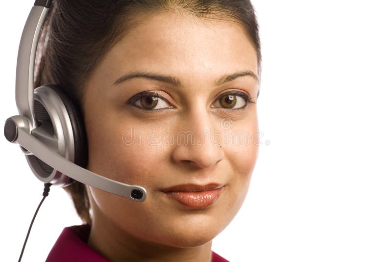 Indian Woman Wearing Headset Stock Photo - Image of employment ...