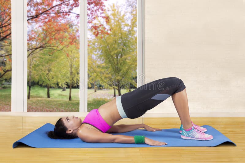 Indian Woman Workout at Home Stock Image - Image of sportswear ...