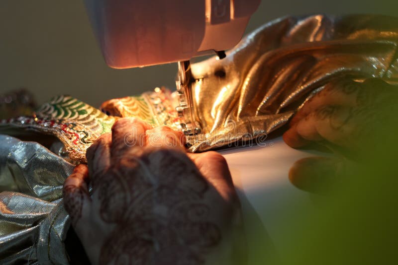 Indian Women on an Automatic Sewing Machine Stock Image - Image of ...
