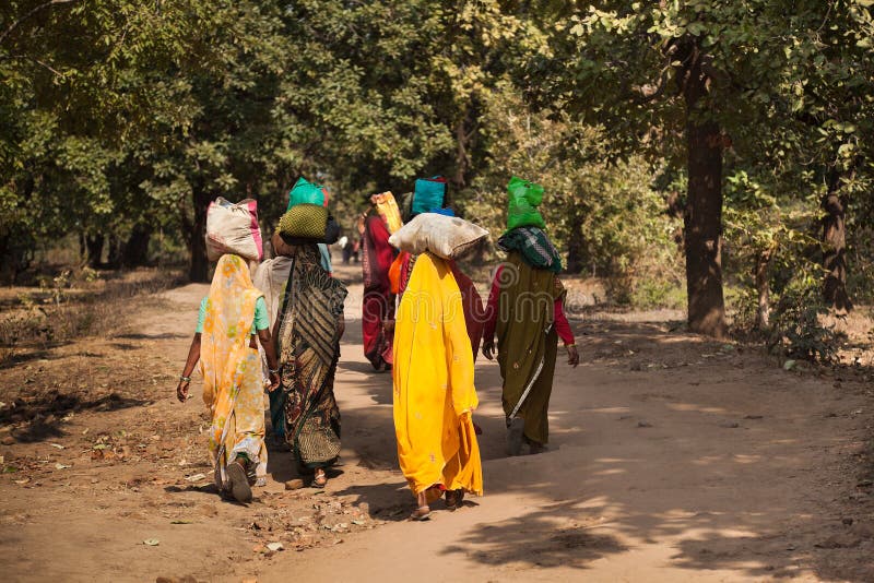 Indian Women Return To Village Editorial Image - Image of balancing ...