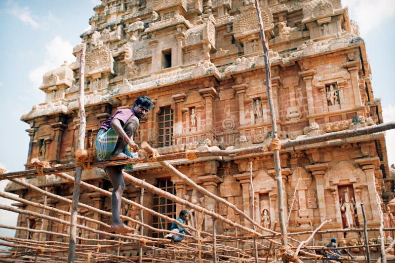 Indian Worker Against the Temple Editorial Stock Image - Image of ...