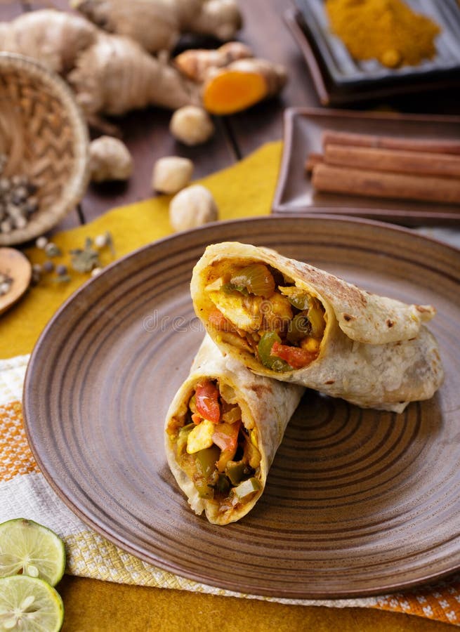 Indian wrap paneer tikka stock image. Image of plate - 57762063