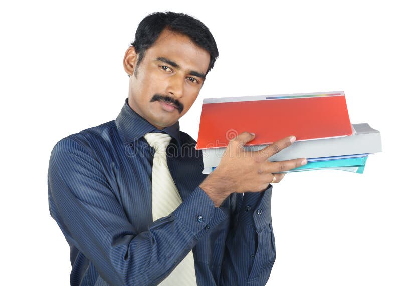 Indian Young Man Holding the Files Stock Image - Image of files, people ...