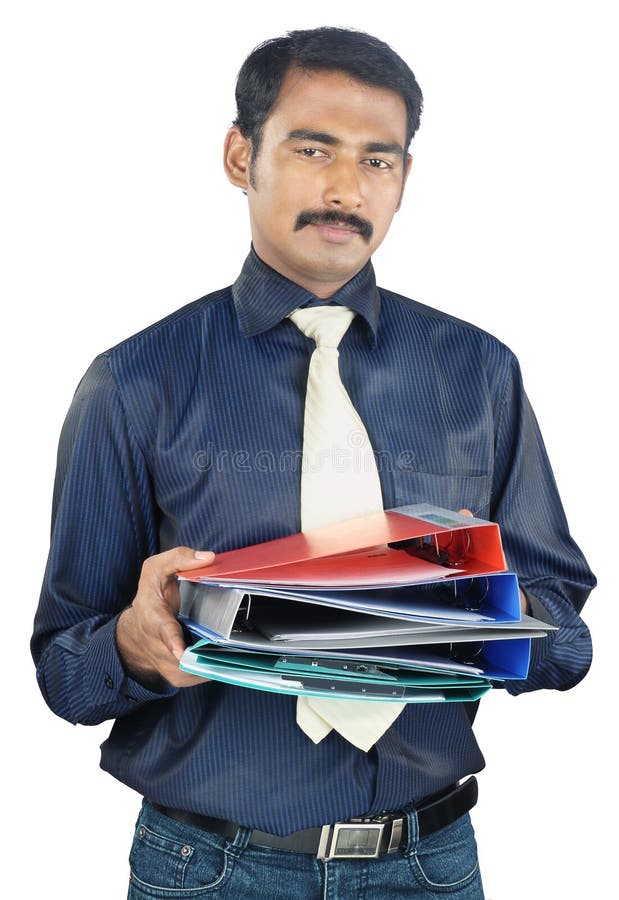 Indian Young Man Holding the Files Stock Photo - Image of portrait ...