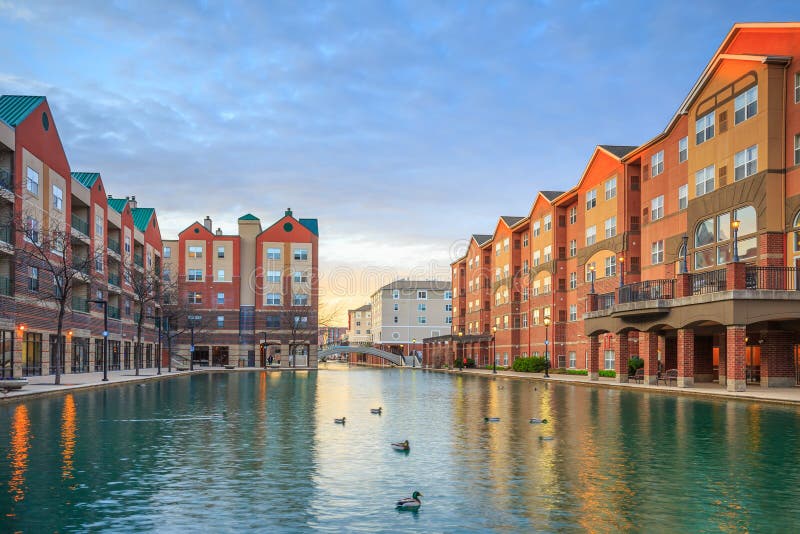 Indiana Central Canal stock photo. Image of facade, skyscraper - 57313704