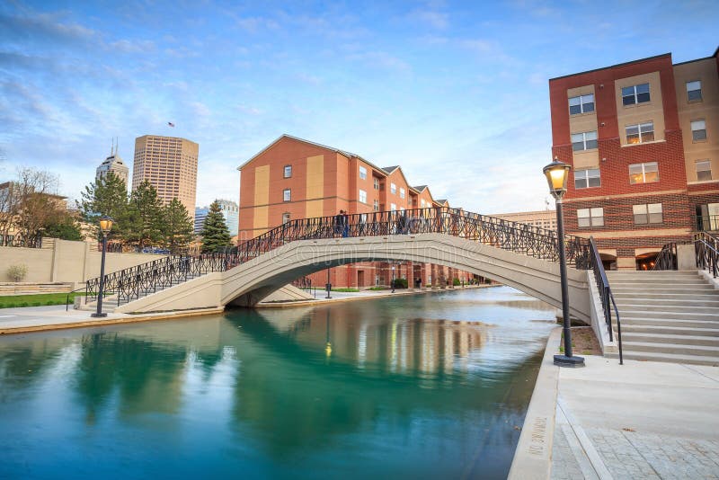 Indiana Central Canal stock photo. Image of tower, cityscape - 57315110