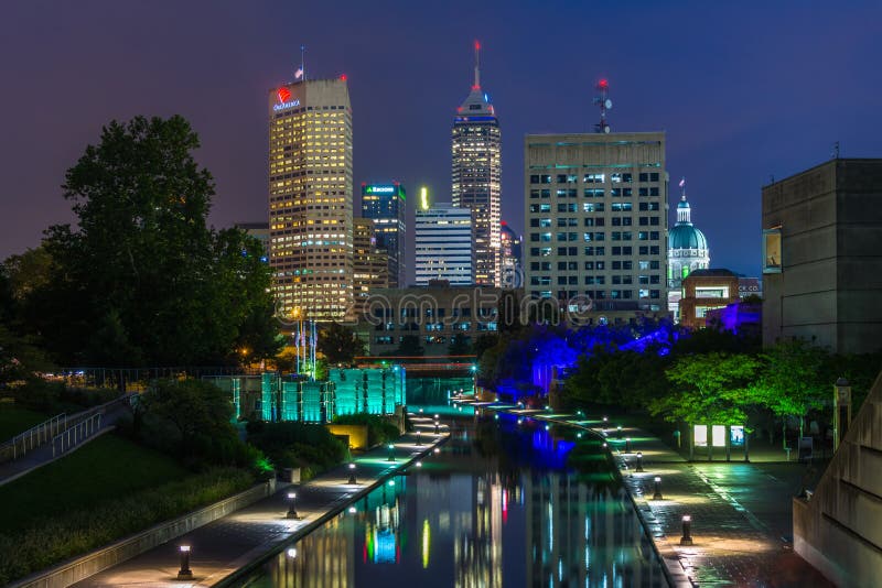 Indiana Central Canal stock photo. Image of facade, skyscraper - 57313704