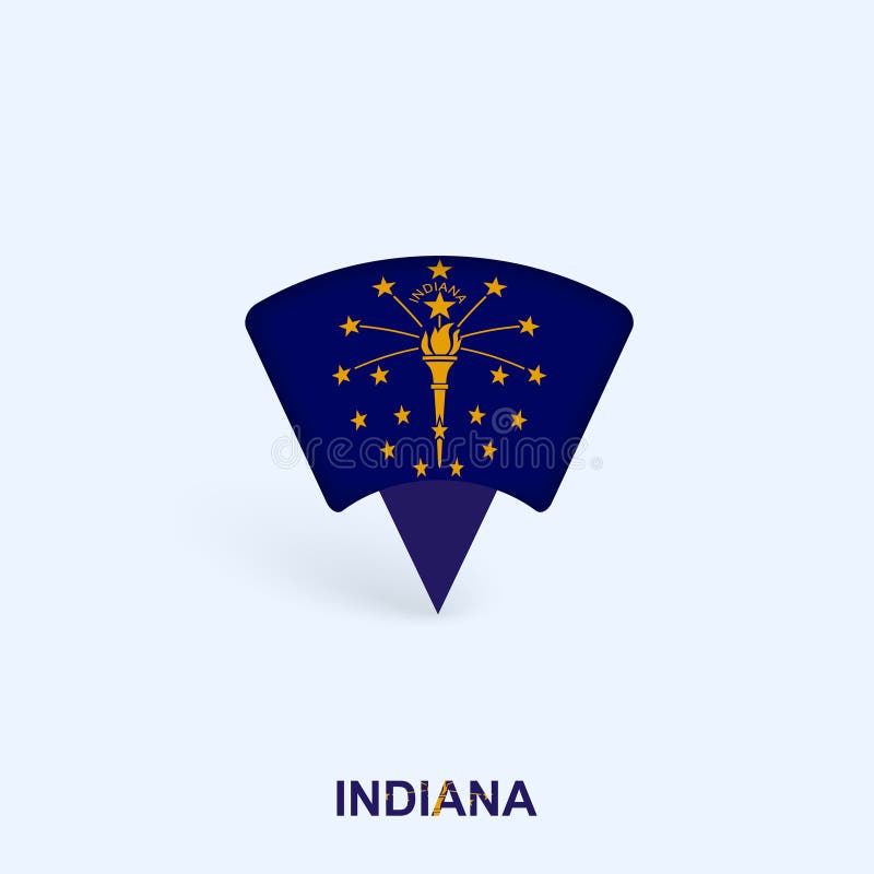 Indiana Flag Map Pointer Design with Shadow Stock Illustration ...