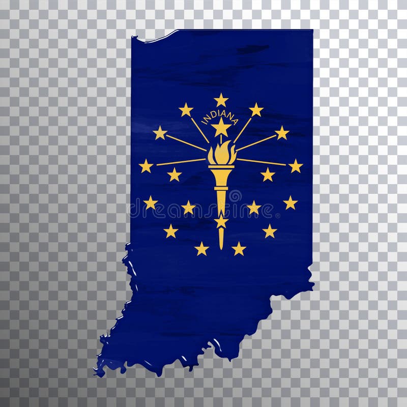 Indiana Flag on Map, Transparent Background Stock Illustration ...