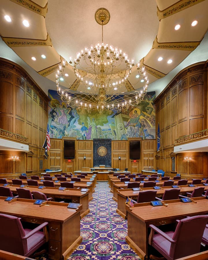 Indiana State Capitol Lobby Stock Image - Image of illuminated, ceiling ...