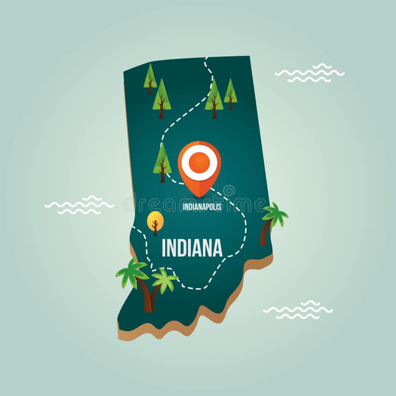 Indiana Map with Capital City. Vector Illustration Decorative Design ...